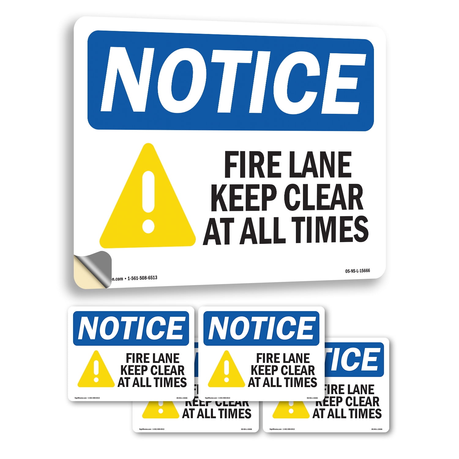Fire Lane Keep Clear OSHA Notice Vinyl Decal Label 10 Inch x 7 Inch - 5 ...