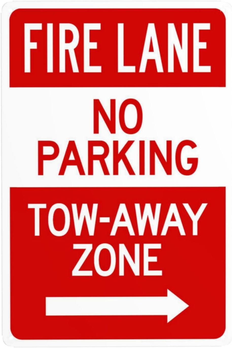 Fire Lane Tow Away Zone With Right Arrow Metal Warning Signs, Cautions ...