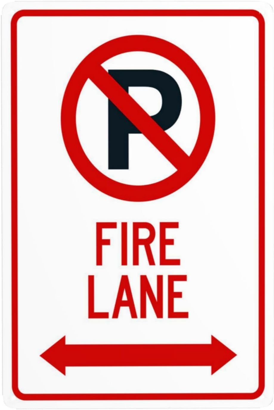 Fire Lane With Bidirectional Arrow Metal Warning Signs, Cautions ...