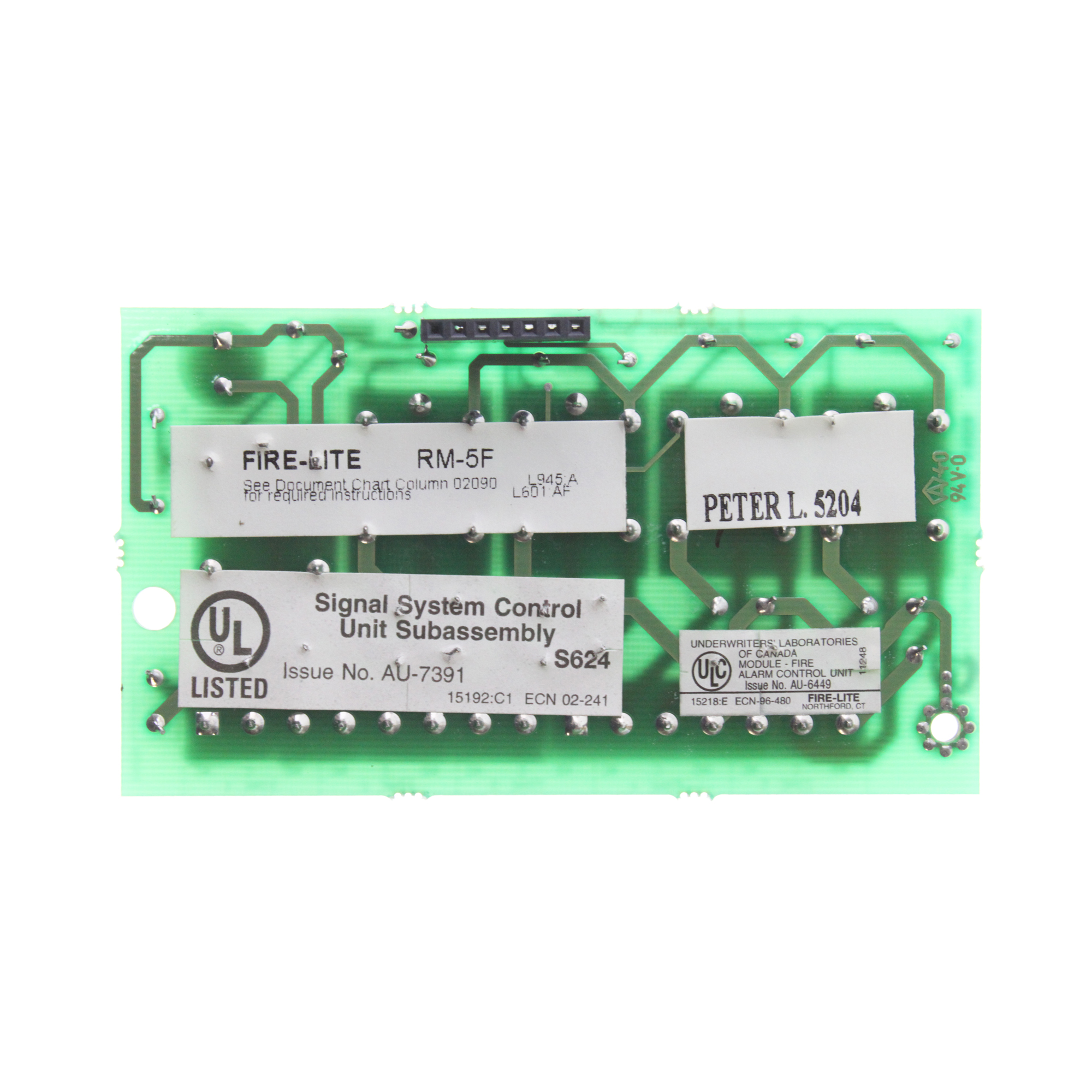 Fire Lite Alarms RM-5F Optional Five-Zone Form-C Relay Module Card ...