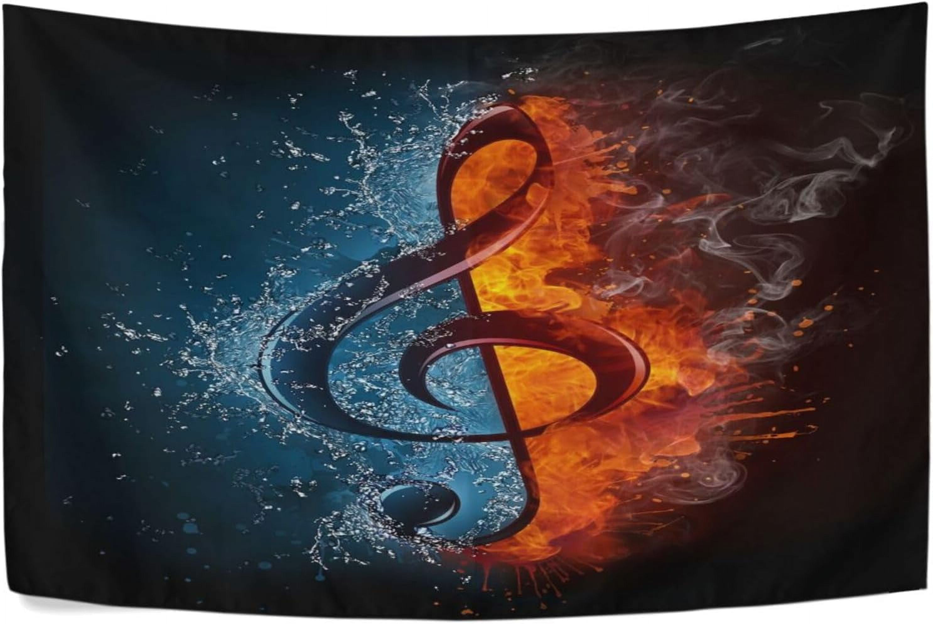 Fire Music Note Tapestry Wall Hanging Tapestries Happy Colorful Hippie ...