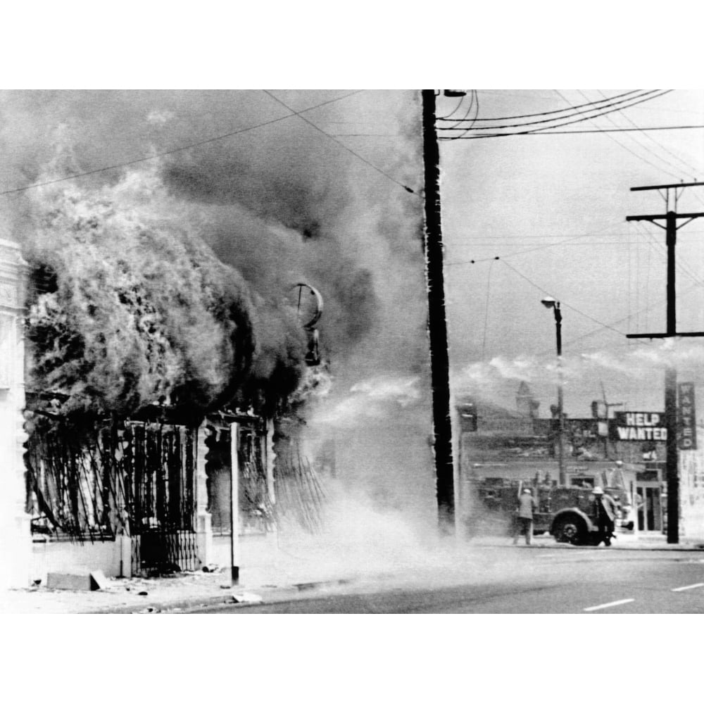 Fire On A Block During The 4Th Day Of The 1965 Watts Riots. In ...
