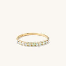Fire Opal Band, Half Eternity Stackable Band, 925 Sterling Silver ...