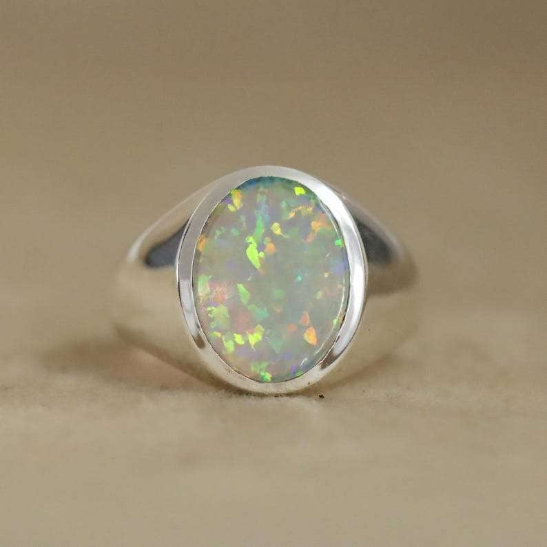 Fire Opal Ring, 925 Sterling Silver Ring, Gemstone Men's - Walmart.com