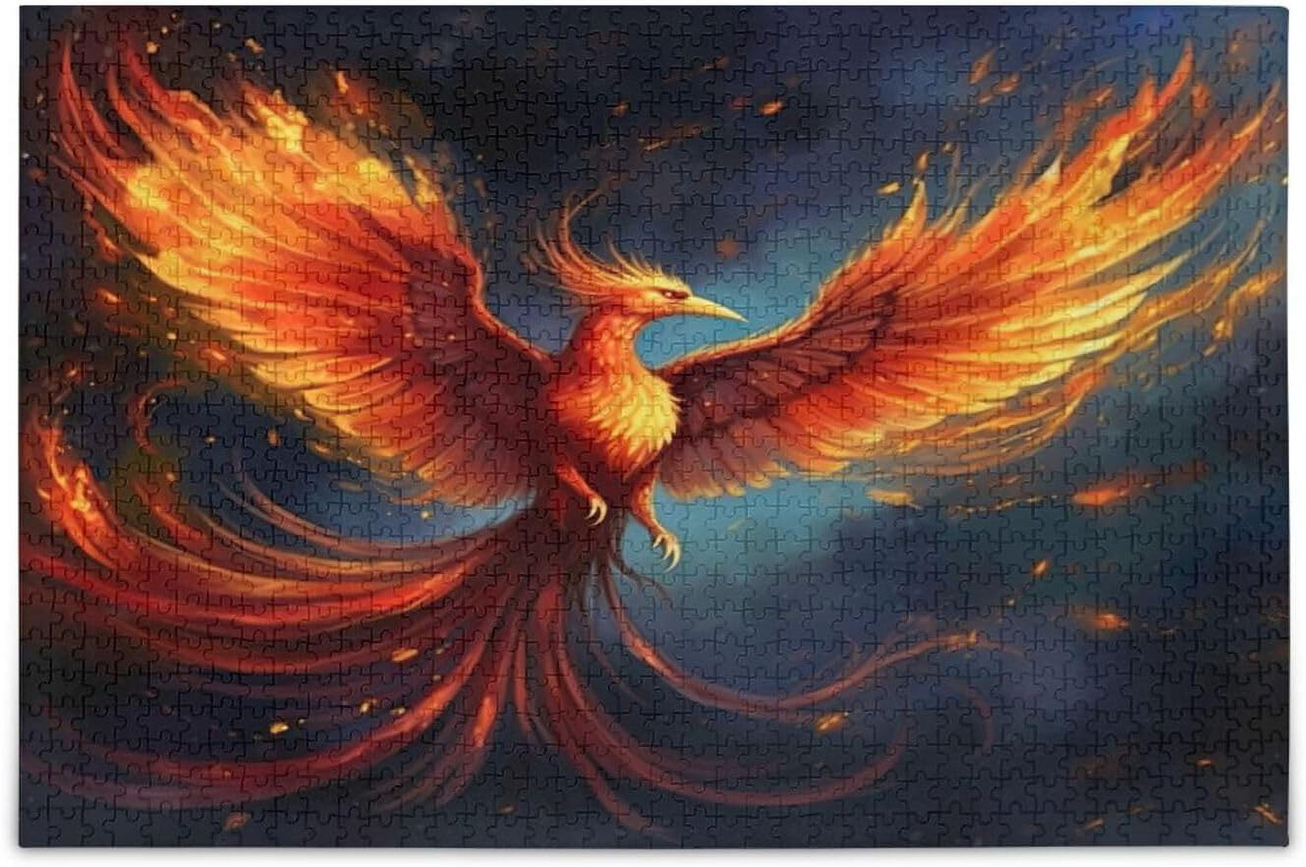 Fire Phoenix Puzzle 500 Pieces - Wooden Jigsaw Puzzles for Family Games - Suitable for Teenagers ...