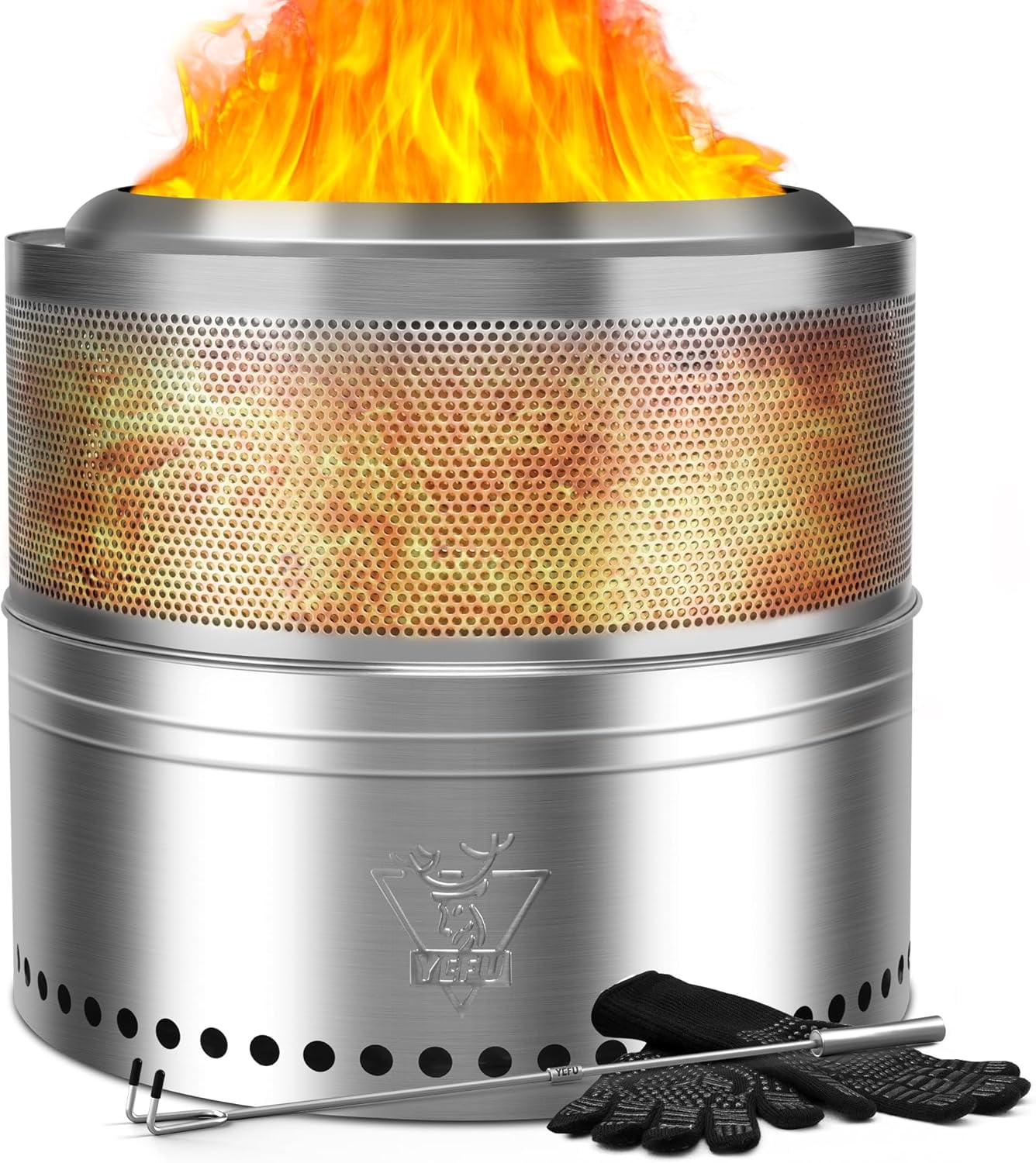 Fire Pit 18in Dia, Folding Smokeless Firepit, Wood Burning Stainless ...