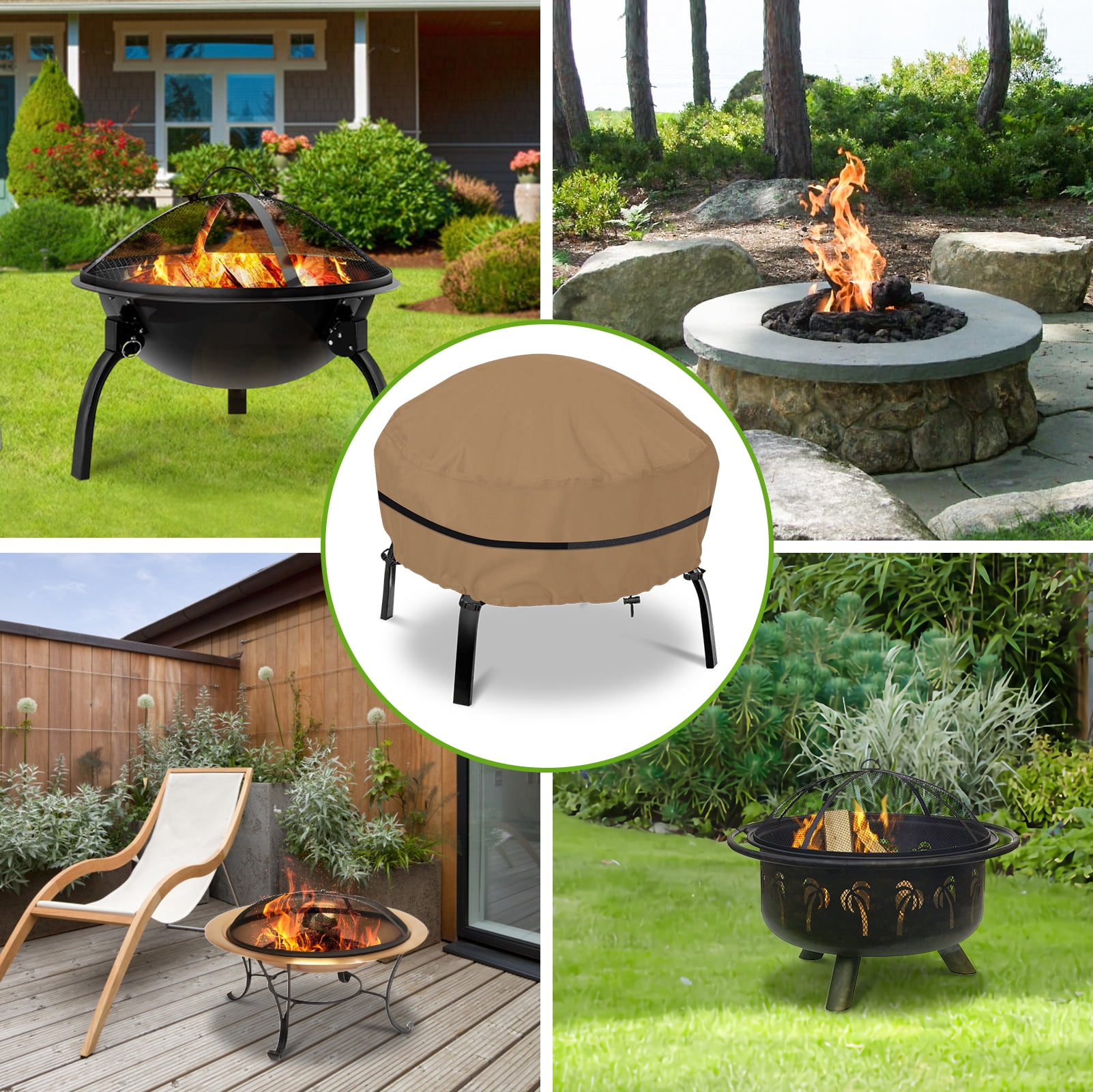 Fire Pit Cover 20x38 inches Patio Fire Pits Cover 420 Waterproof UV ...