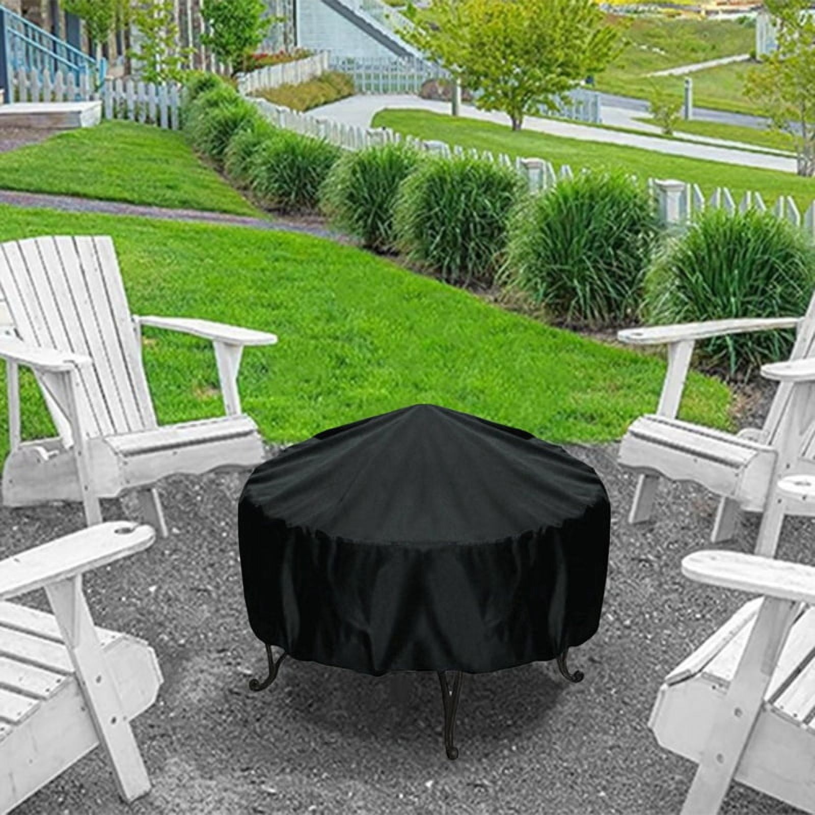 Fire Pit Cover Round 36 Inch Cover, Black, Windproof Drawstring and ...
