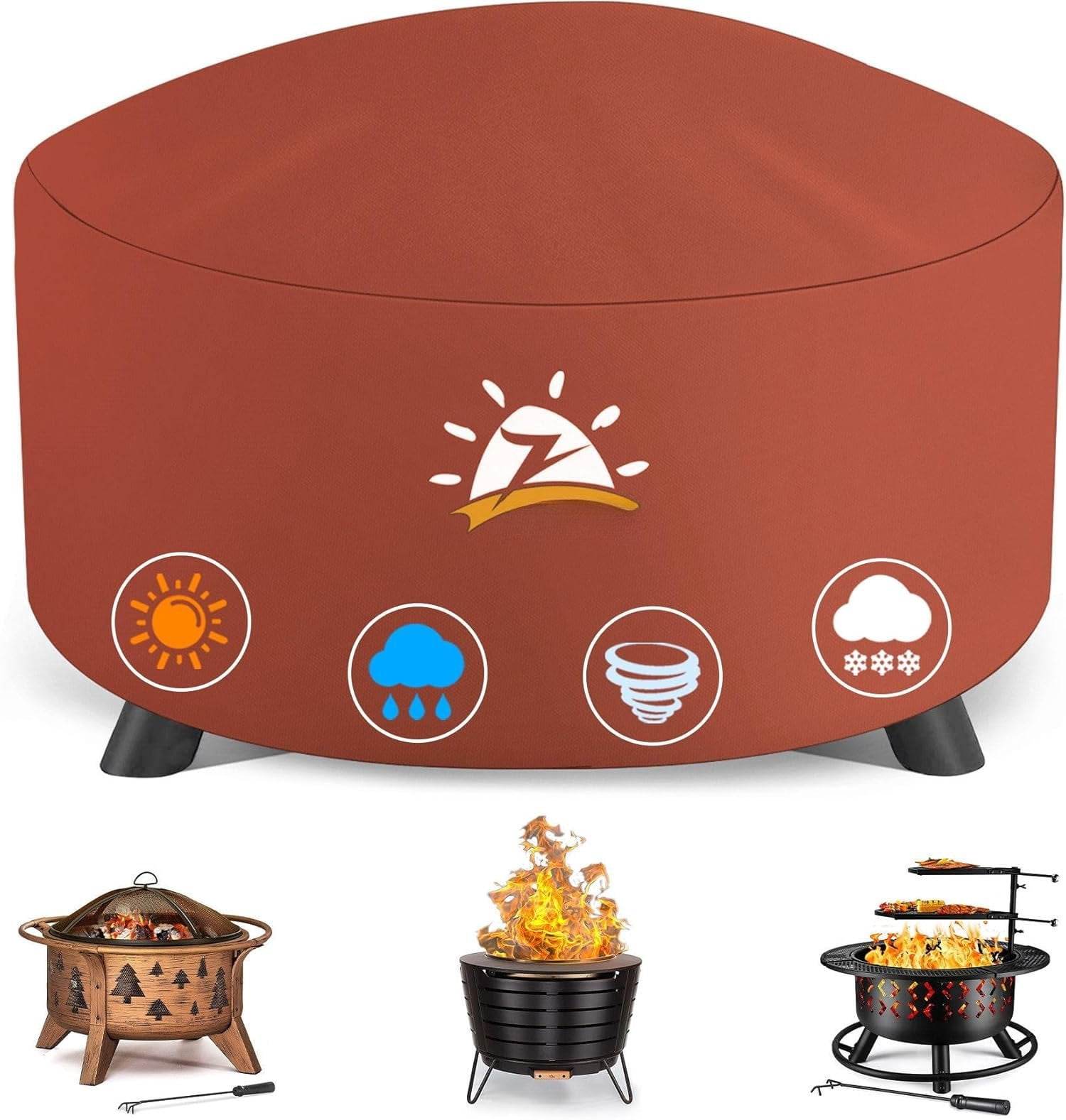 Fire Pit Cover Round 40 Inch - Outdoor Firepit Cover & , 600D Patio ...