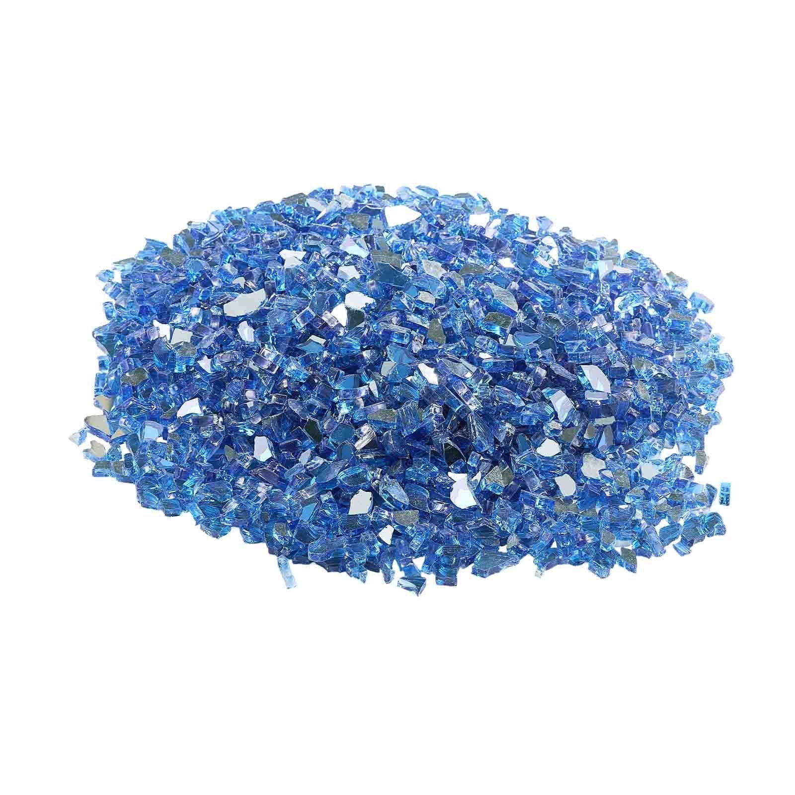 Fire Pit Glass Rocks,10LBS Cobalt Blue Reflective Fire Glass for ...