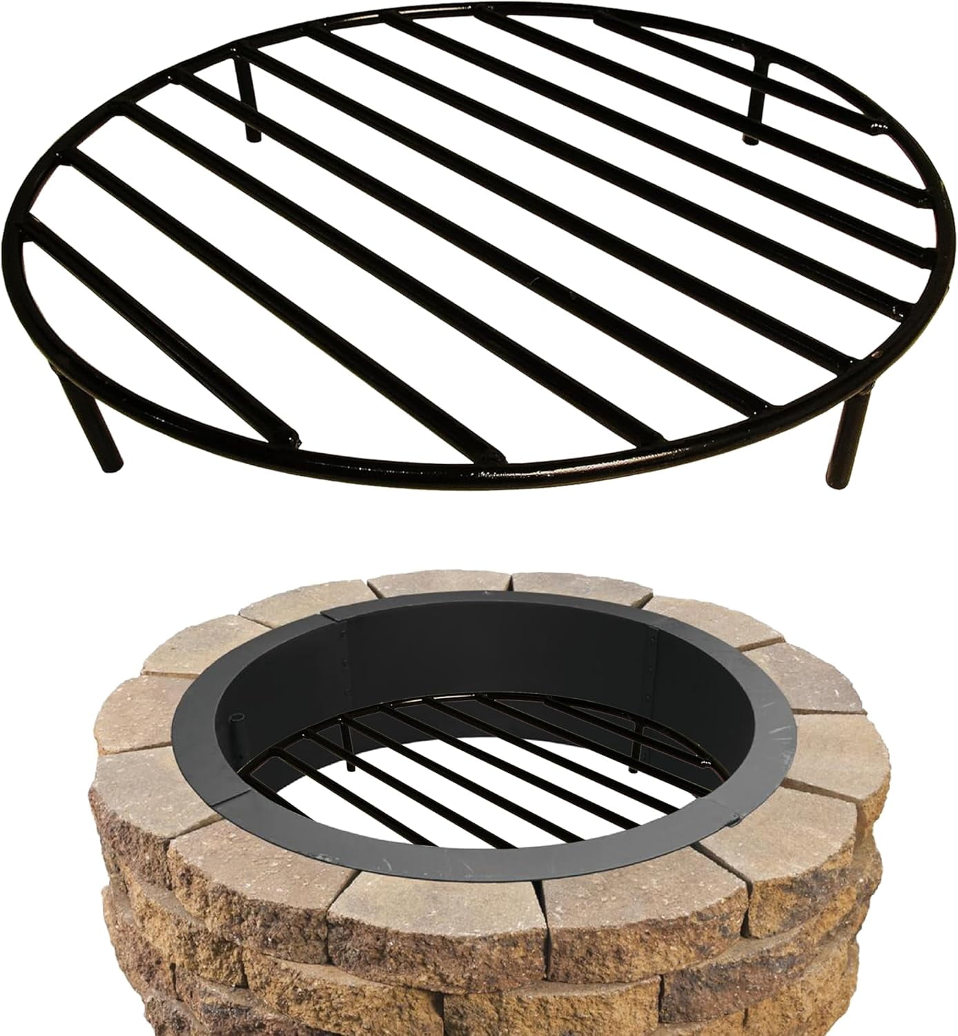 Fire Pit Grate, Heavy Duty Iron Round Firewood Grate, Round Wood Fire ...