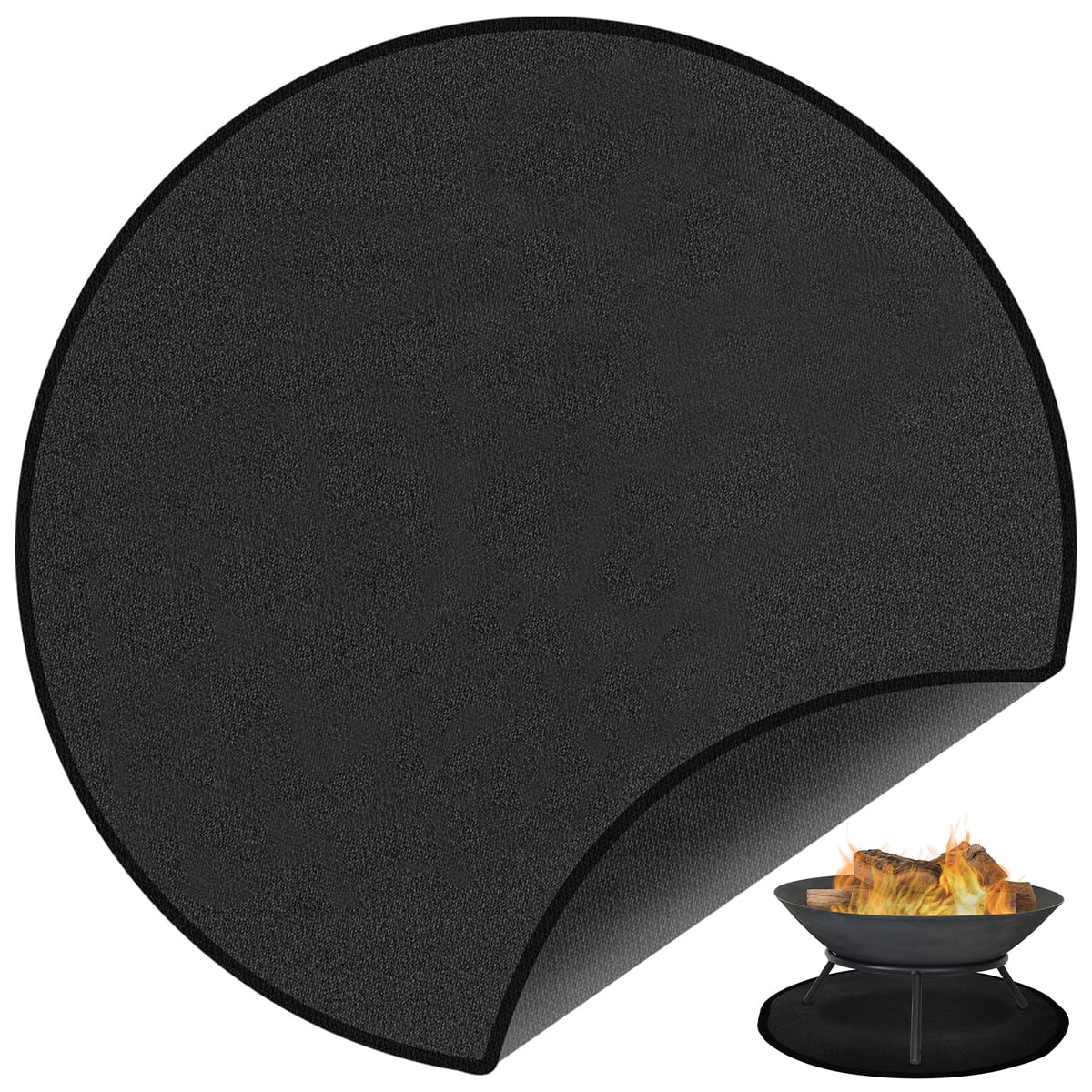 36Inch Fire Pit Mat, Black Round Stove, Fireproof, 3-Layered ...