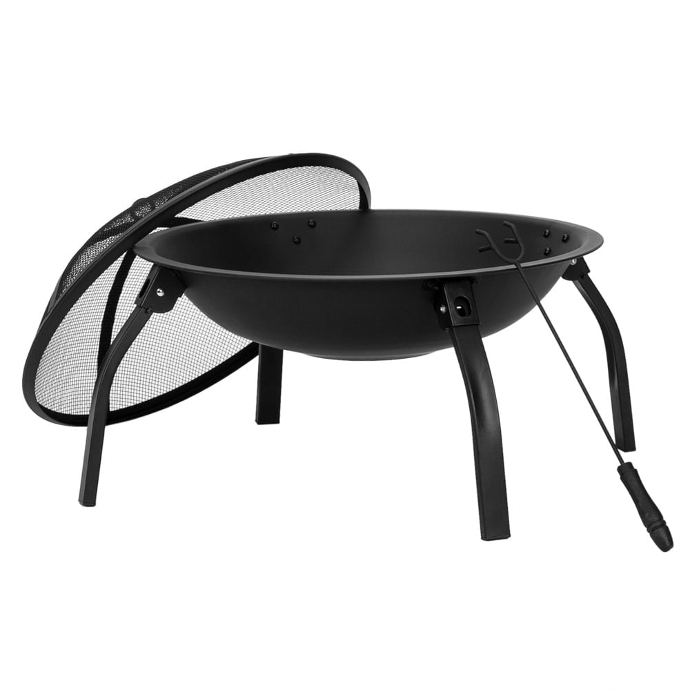 Fire Pit for Outside, 22" Foldable Outdoor Round Metal Fire Pit, Wood ...