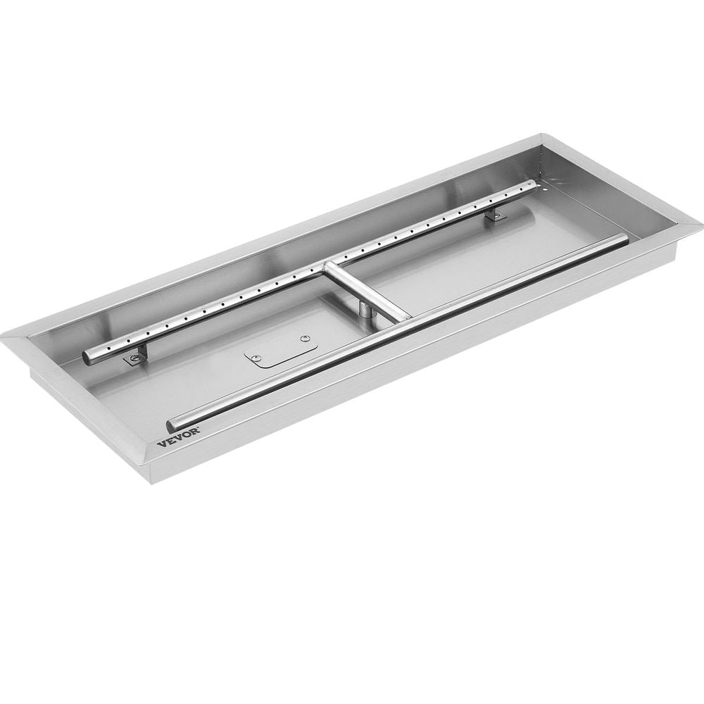 Fire Pit Pan 37.5x14 Inch, Stainless Steel Rectangular Fire Pit Pan and ...