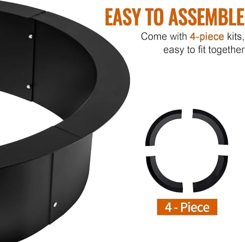 Fire Pit Ring 42x36x10 Inch, Fire Ring Insert DIY Campfire Liner, Heavy ...