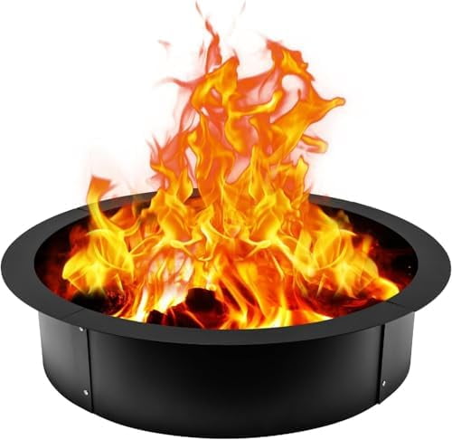 Fire Pit Ring, 42x36x10 Inch Round Steel Insert Fire Ring for Outdoor ...