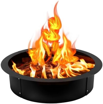 Fire Pit Ring, Heavy Duty Steel Fire Ring Insert DIY Campfire Liner ...