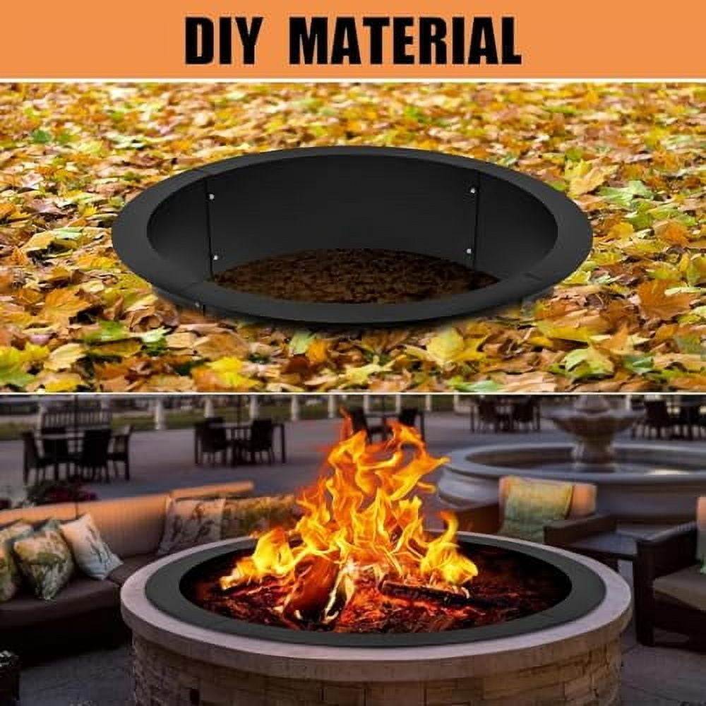 Fire Pit Ring, Heavy Duty Steel Fire Ring Insert DIY Campfire Liner ...