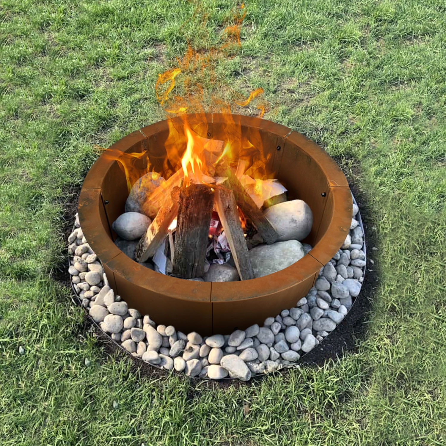 Fire Pit Ring Liner for Outdoor DIY Campfire Wood Burning Fire Pit Ring ...