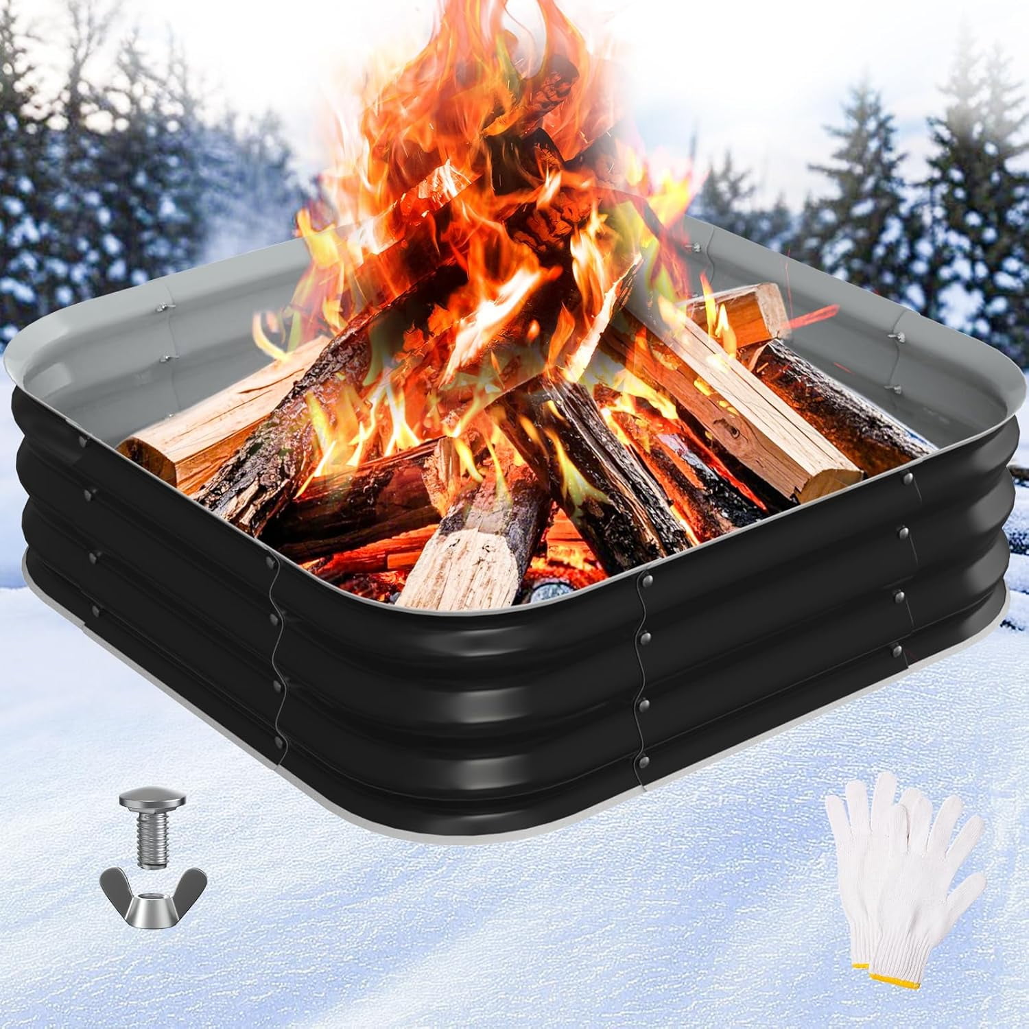 Fire Pit Ring/Raised Garden Bed, 48 In Large Galvanized Steel Outdoor ...