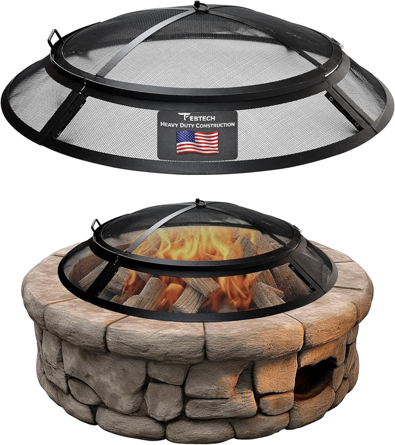 Fire-Pit Screen 40 inch Round Heavy Duty Outdoor fire-Pit Screen Round ...