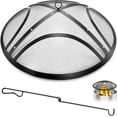 Fire Pit Spark Screen, 24 Inch Outdoor Fire Pit Screen with Handle ...