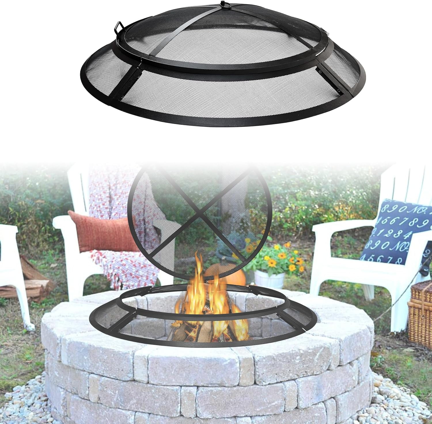 Fire Pit Spark Screen 30 inch - Heavy Metal Outdoor Fire Pit Screen ...