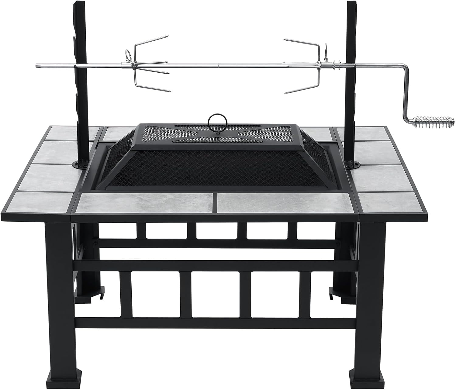 Fire Pit Table for Outside 37 Inch Square Firepits with Grill Large ...
