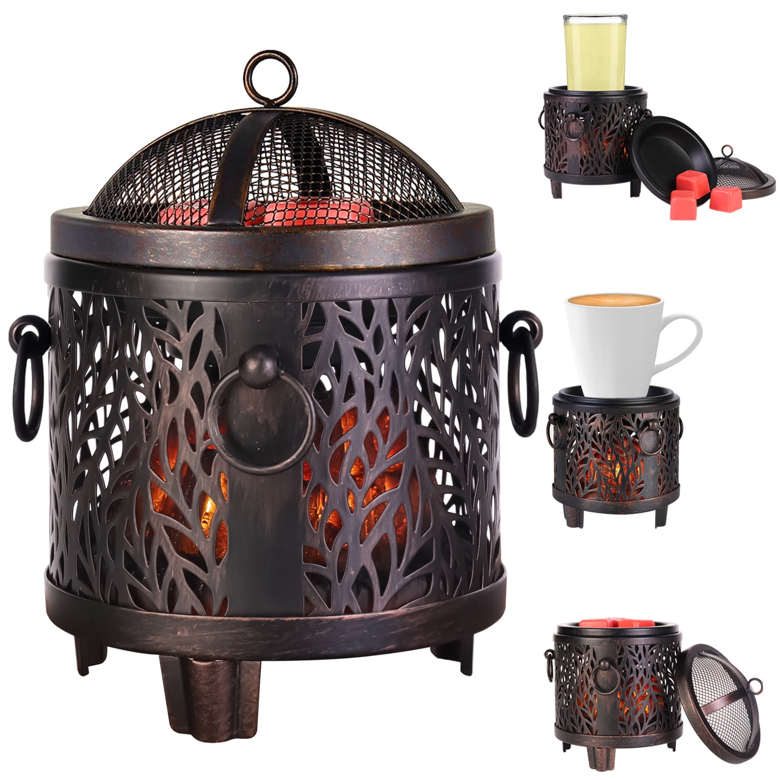 Fire Pit Electric Wax Melter Lamp, Candle Oil Burner, Warm Night Light ...