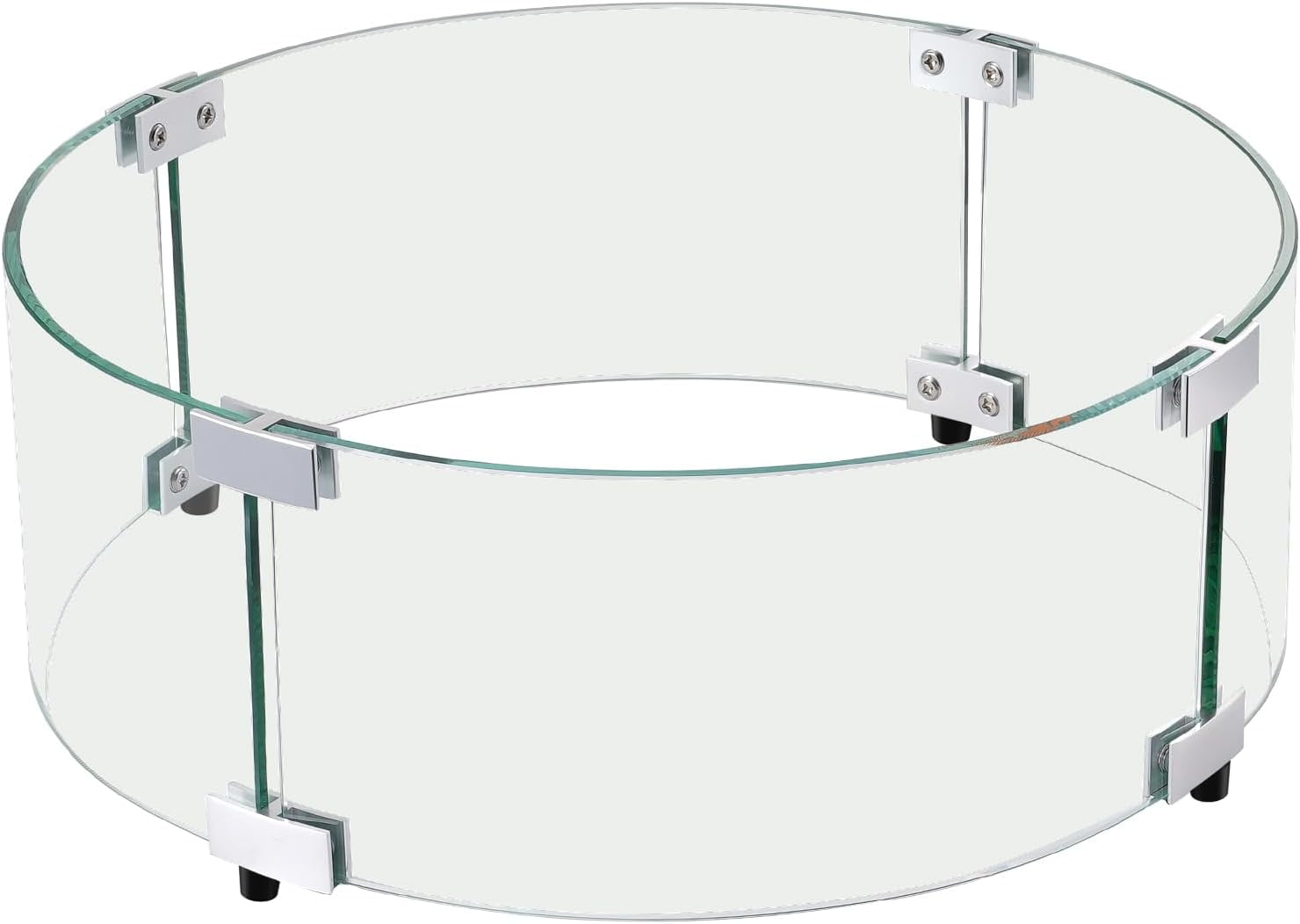 Fire Pit Wind Guard, 26 x 26 x 6 Inch Glass Flame Guard, Round Glass ...