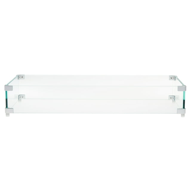 Fire Pit Wind Guard, Glass Wind Guard, Rectangular Glass Shield, 0.3 ...