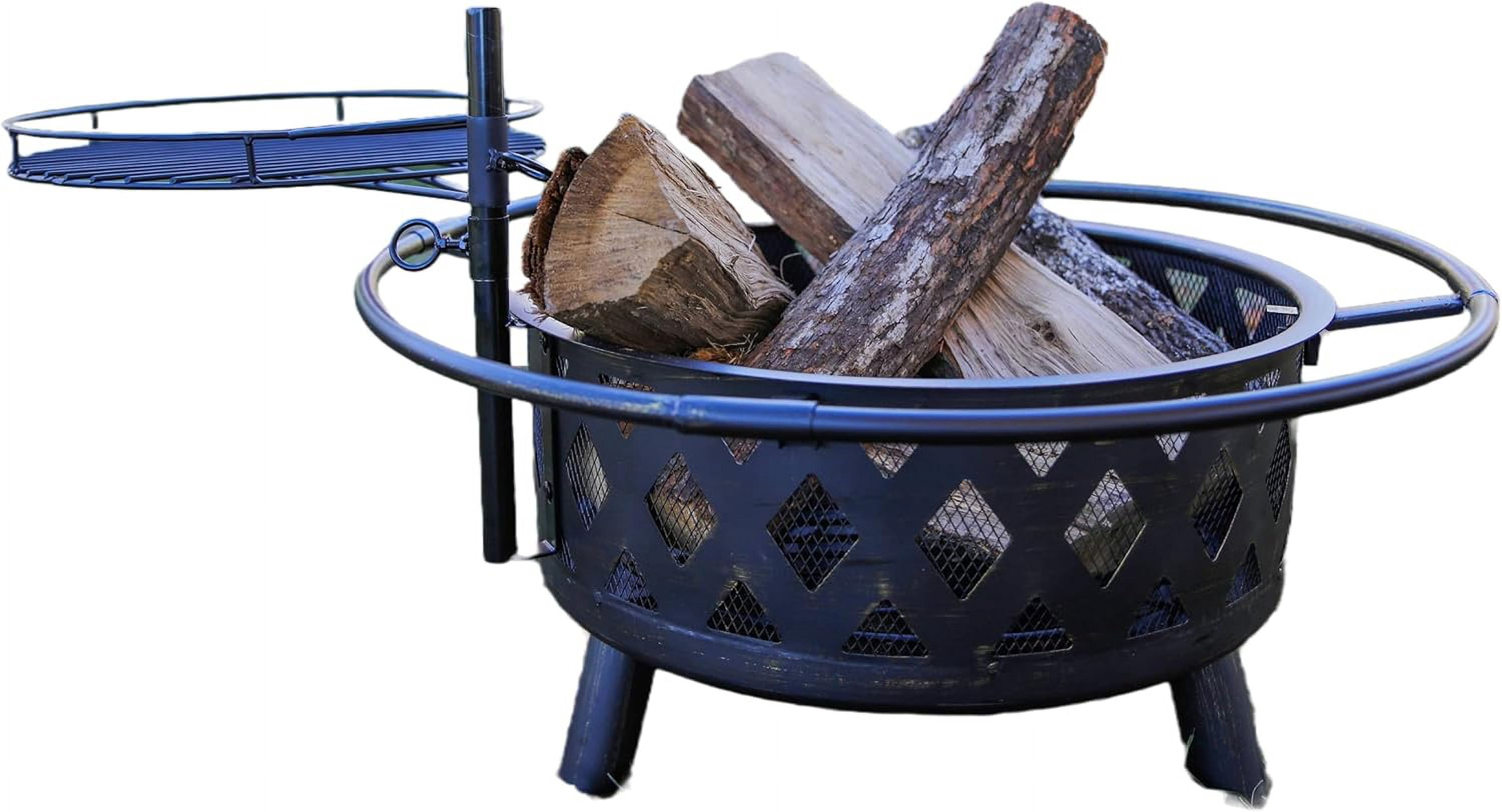 Fire Pit for Outdoor Use, Wood Burning, Includes Cooking Grid, Weather ...
