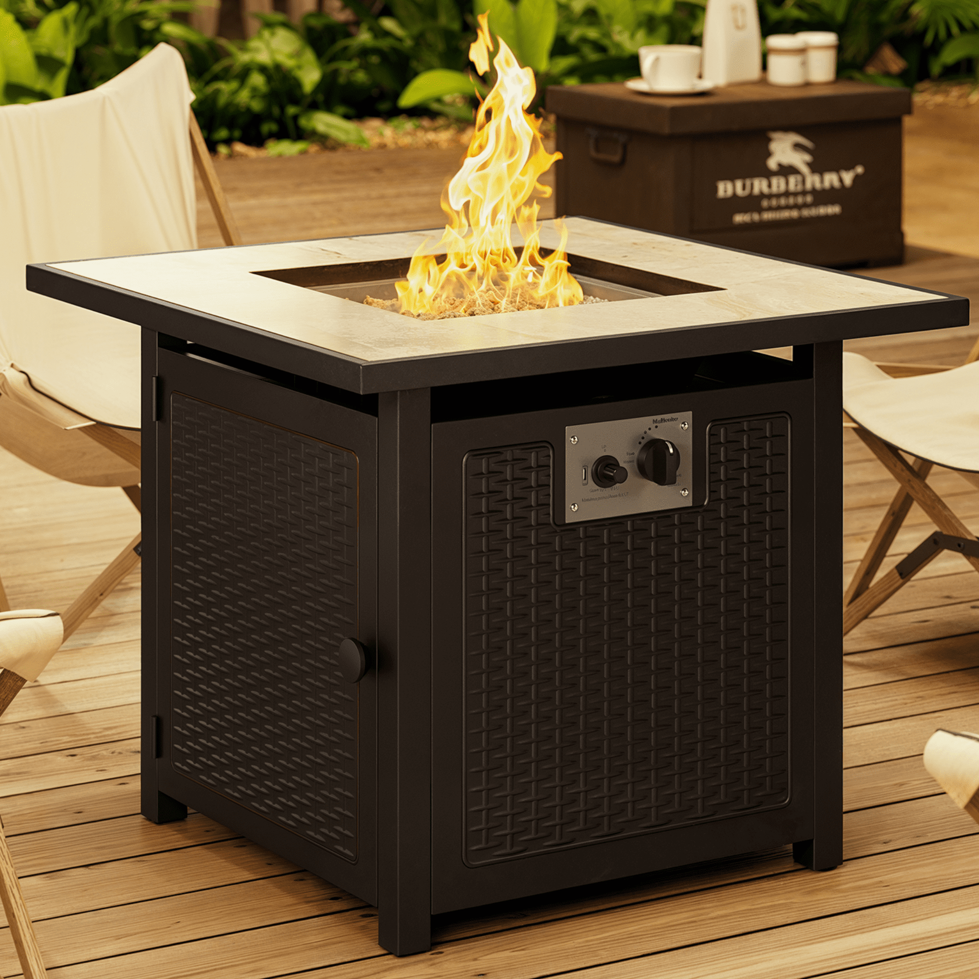 Fire Pits for Outside Lofka 30 Propane Fire Table with Lid Lava Rock 50000 BTU Outdoor Fire Pits with Iron and CSA Certified for Patio Garden