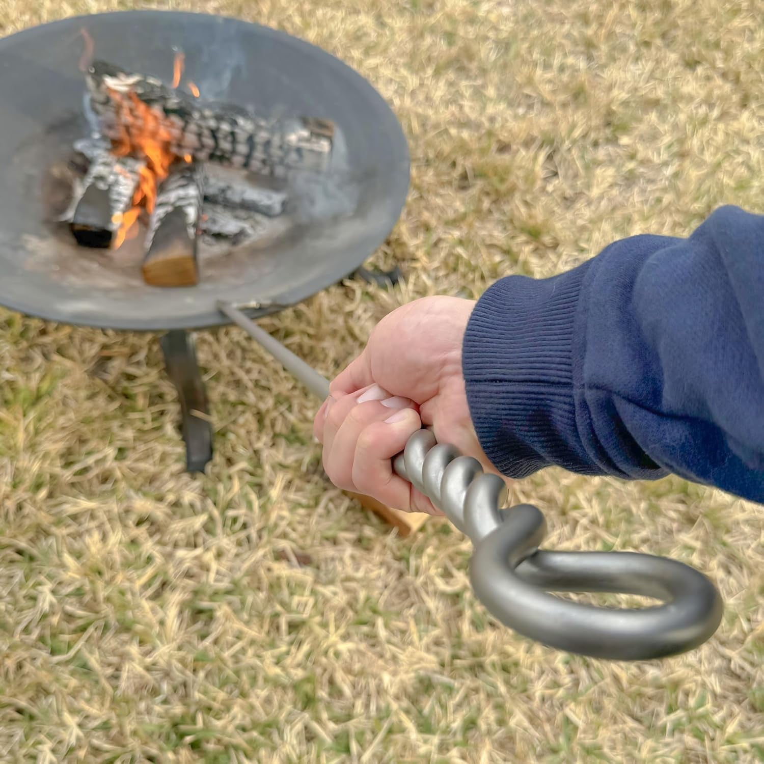 Fire Poker for Fire Pit Outdoor 40in Twisted Rope Design 316 Stainless ...