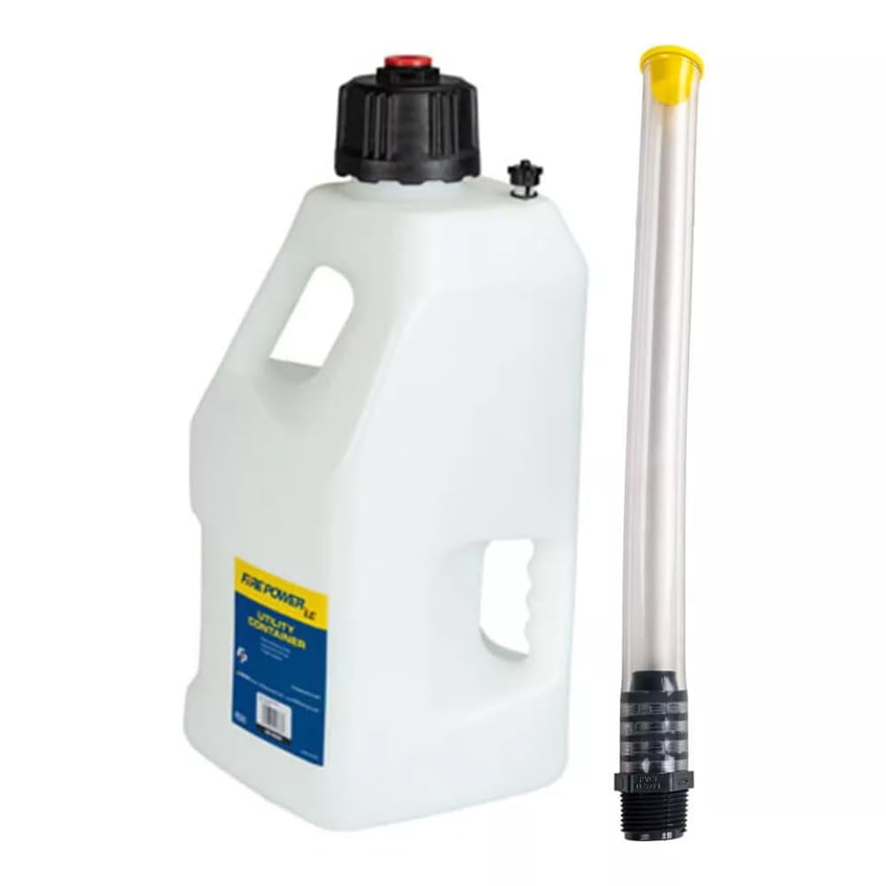 Fire Power LC Utility Container White 5 Gal w/Filler Hose Push-In Plug ...