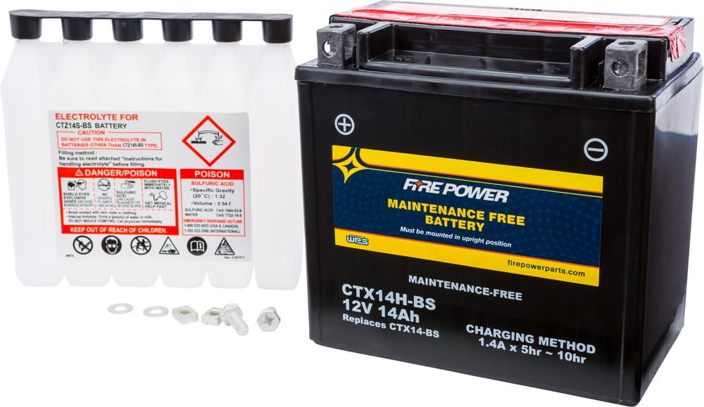 Fire Power Maintenance Free Battery CTX14H-BS Compatible With Honda ...
