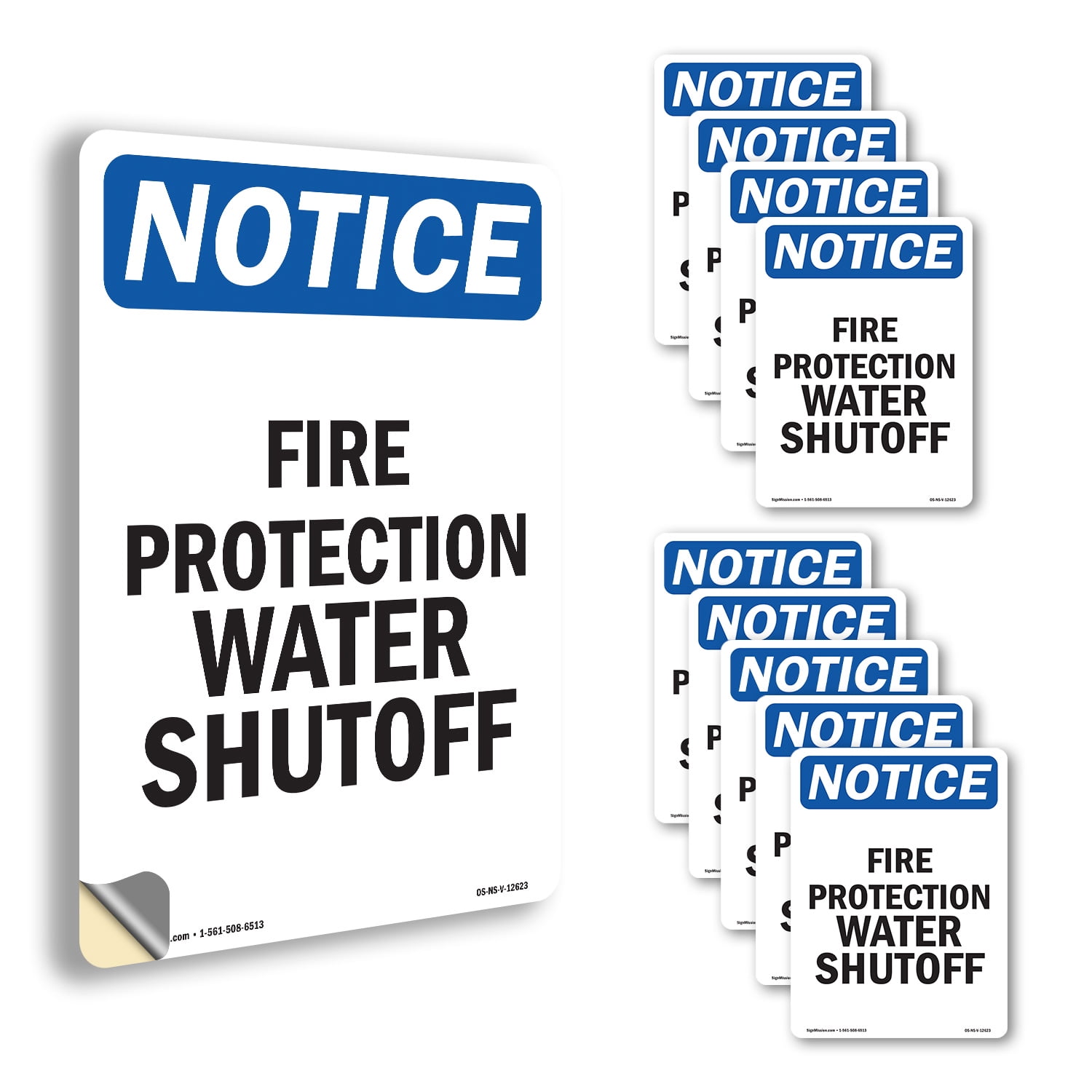 Fire Protection Water Shutoff OSHA Notice Vinyl Decal Label 24 Inch x ...