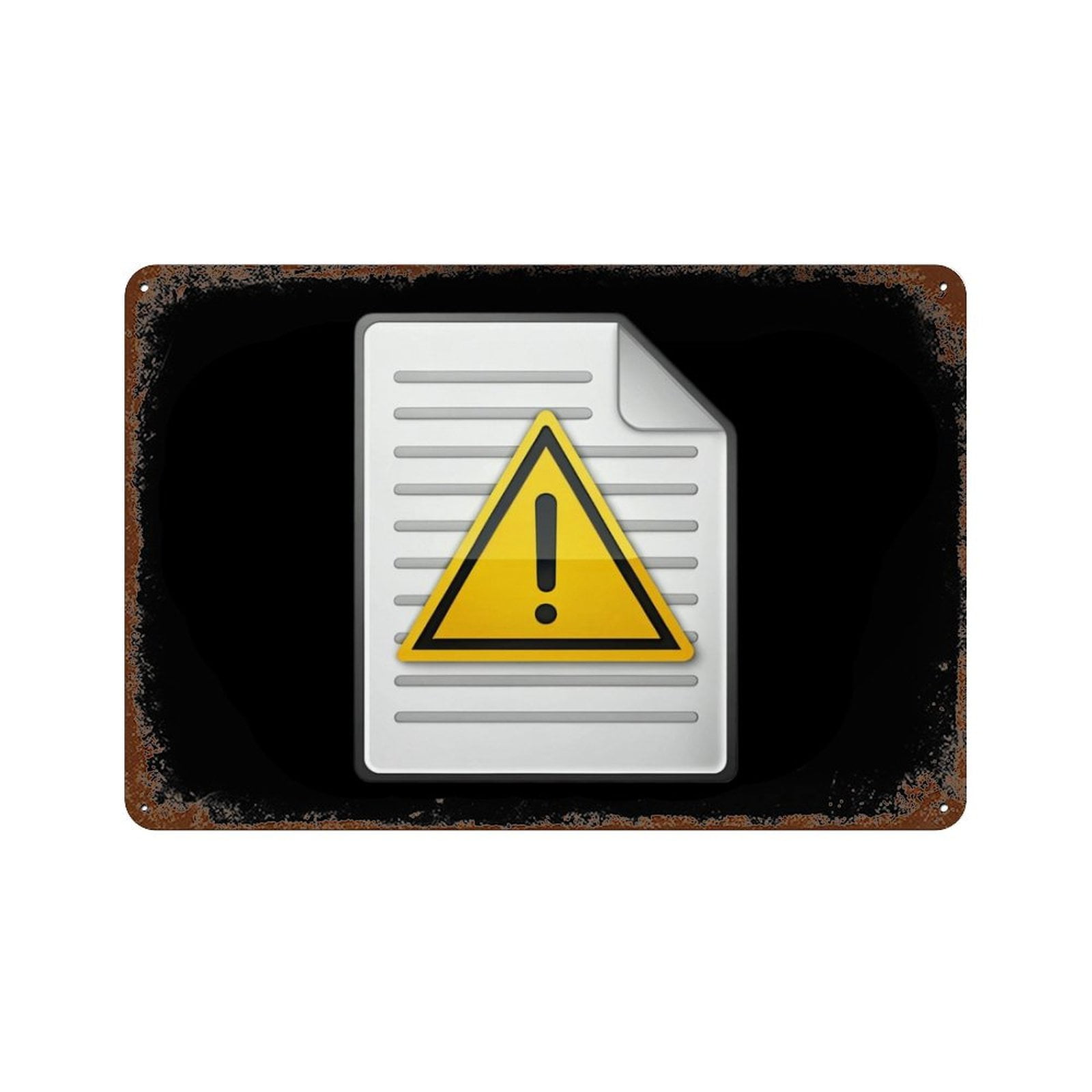 Document - Themed Warning Sign with Exclamation Triangle Metal Tin Sign ...