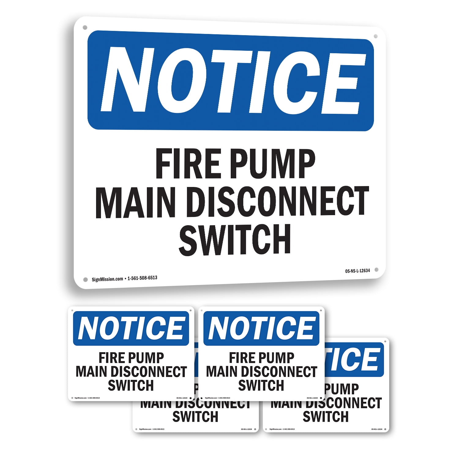 Fire Pump Main Disconnect Switch OSHA Notice Rigid Plastic Sign 10 Inch ...
