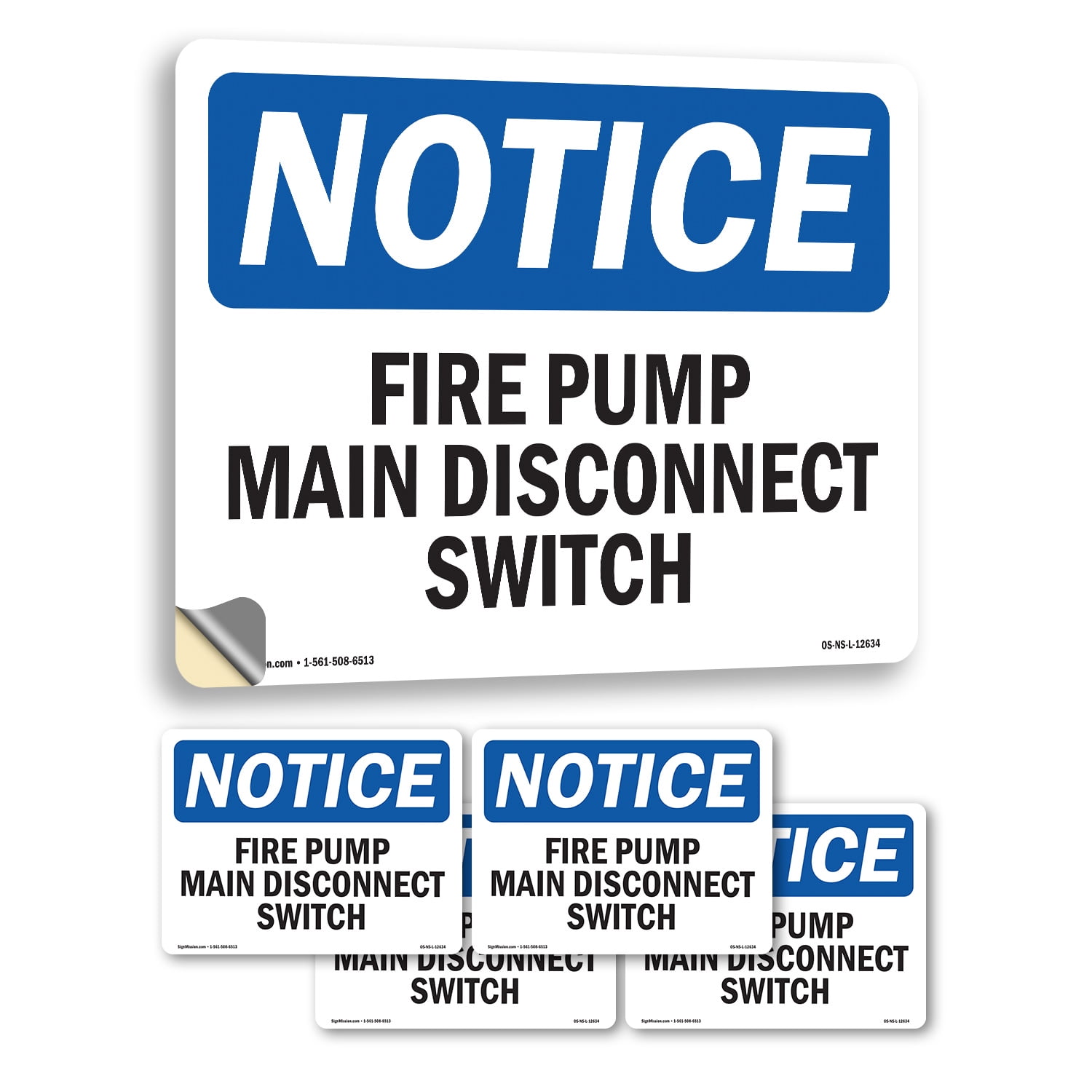 Fire Pump Main Disconnect Switch OSHA Notice Vinyl Decal Label 10 Inch ...