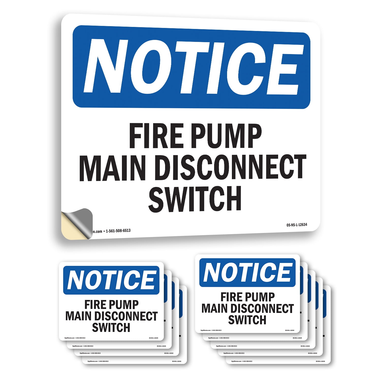 Fire Pump Main Disconnect Switch OSHA Notice Vinyl Decal Label 24 Inch ...