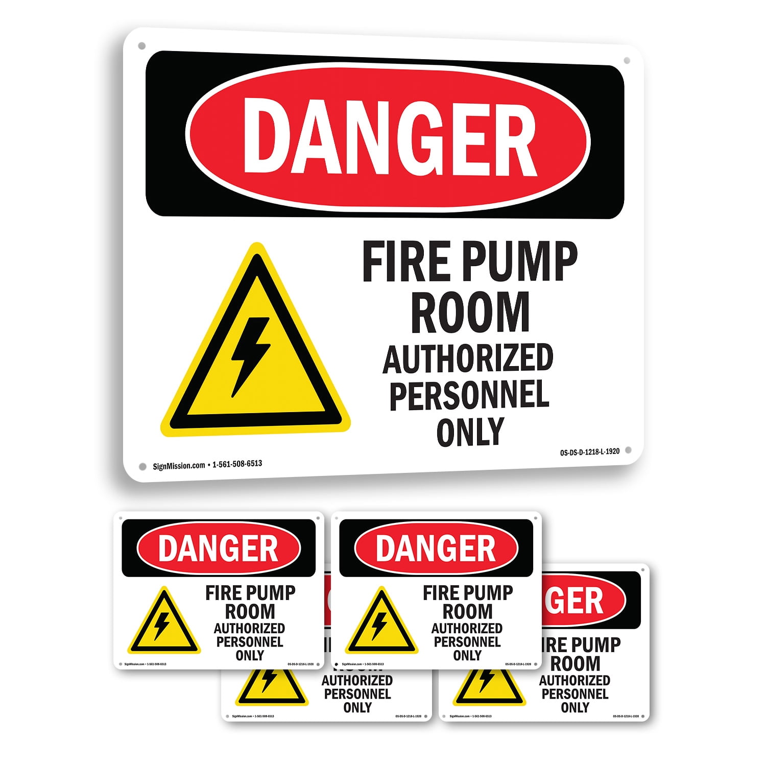 Fire Pump Room Authorized OSHA Danger Rigid Plastic Sign 10 Inch x 7 ...