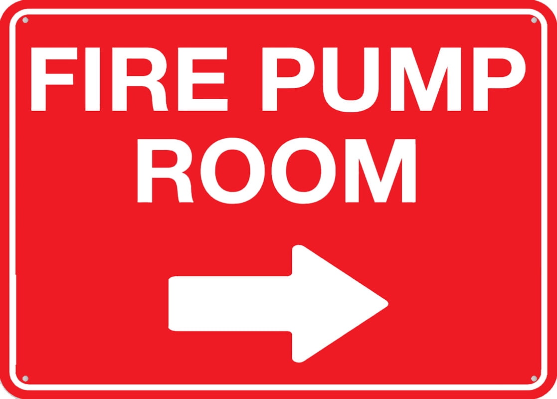 Fire Pump Room Right Arrow Red Sign Outdoor Metal Sign - 12 X 8 Metal ...