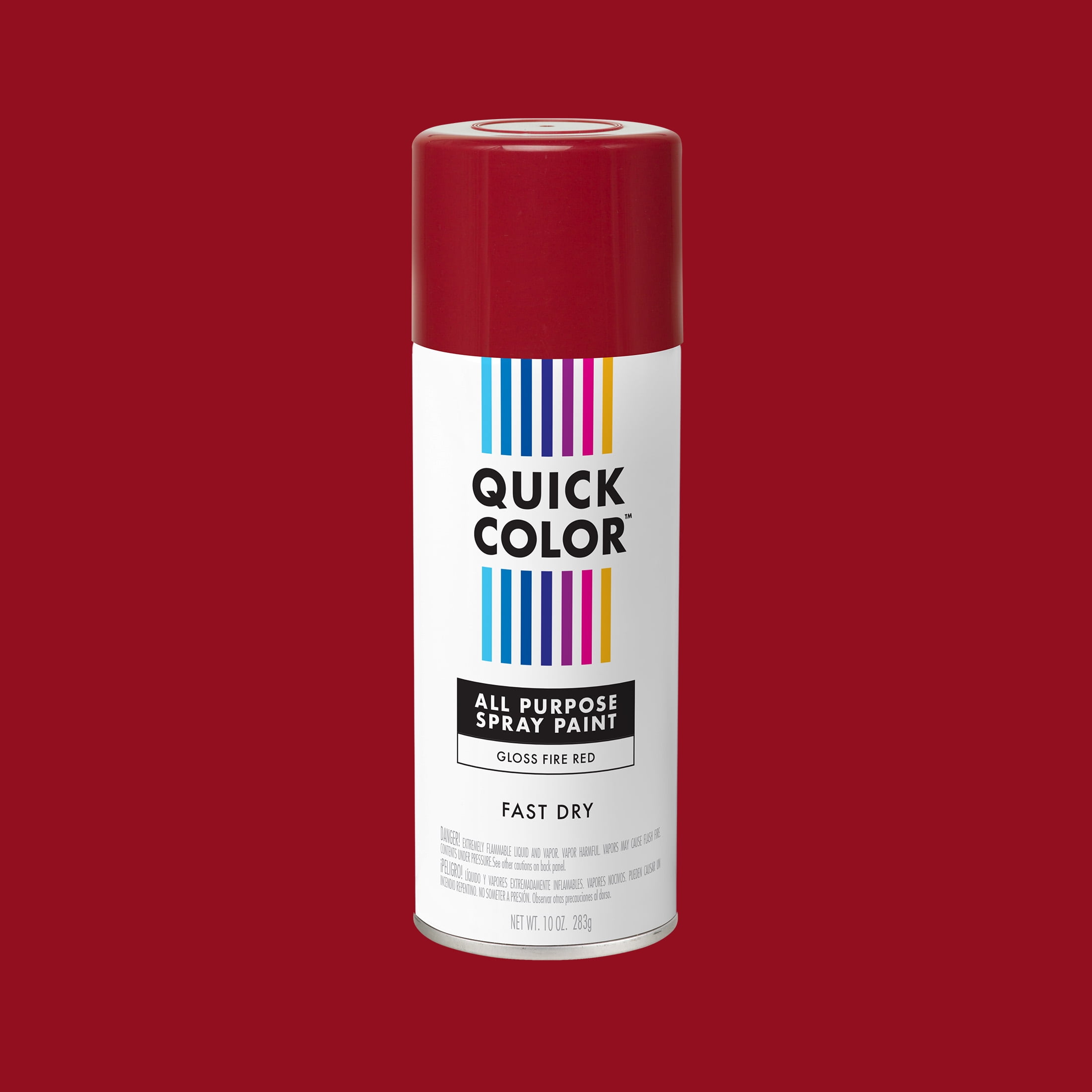 Fire Red, Quick Color All Purpose Gloss Spray Paint-390614, 10 oz ...