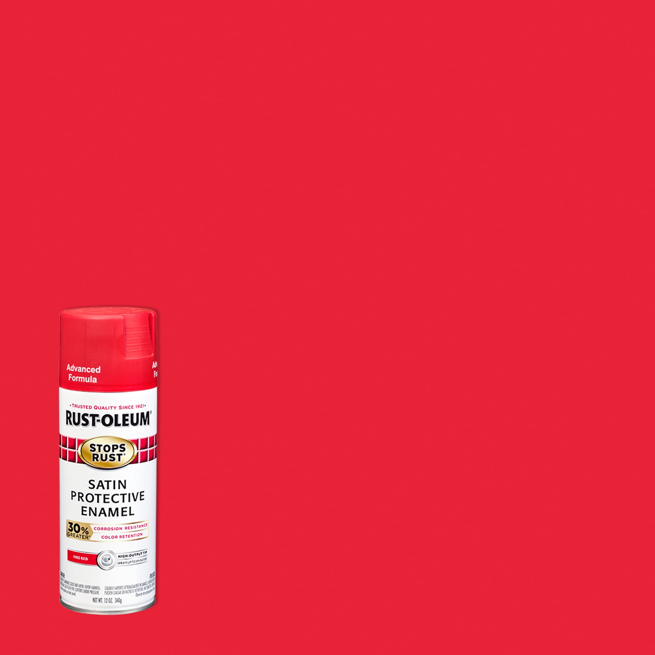 Fire Red, Rust-Oleum Stops Rust Advanced Satin Spray Paint, 12 oz ...