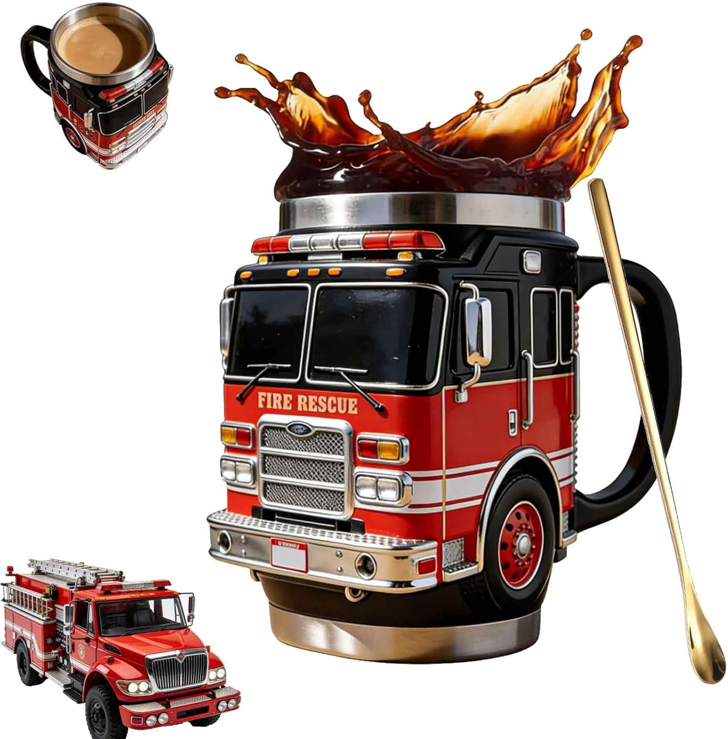 Fire Rescue Coffee Mug 3D Fire Truck Design, Gift for Firefighters ...