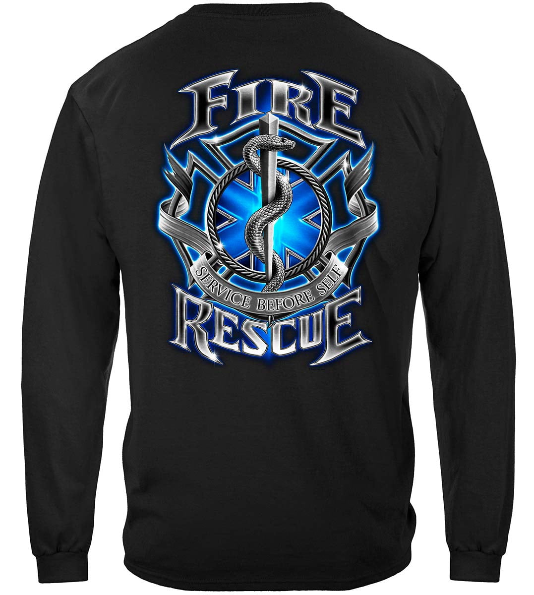 Fire Rescue Firefighter 100% Cotton Black Long Sleeves T-Shirt X-Large ...
