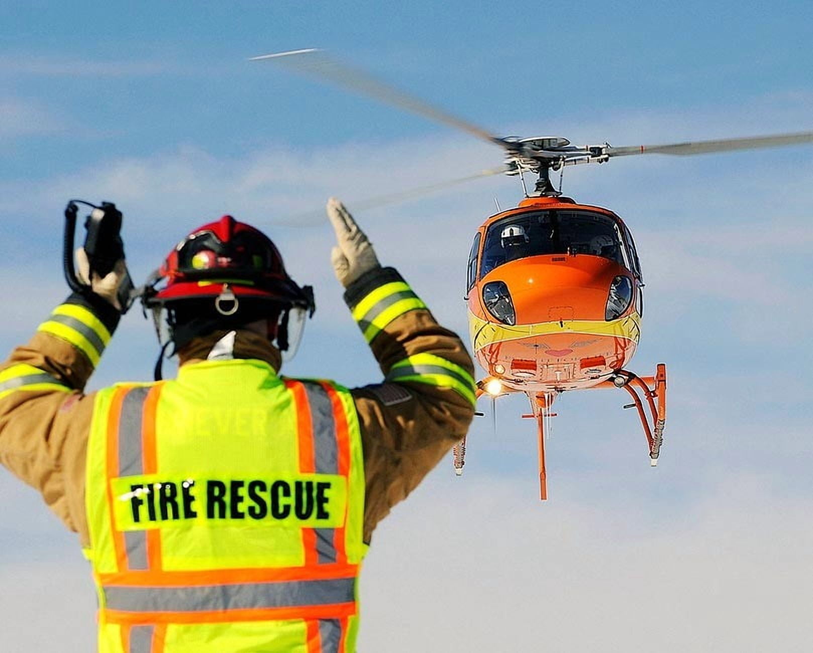 Fire Rescue Helicopter on Approach - 20x30 Inch Glossy Laminated ...