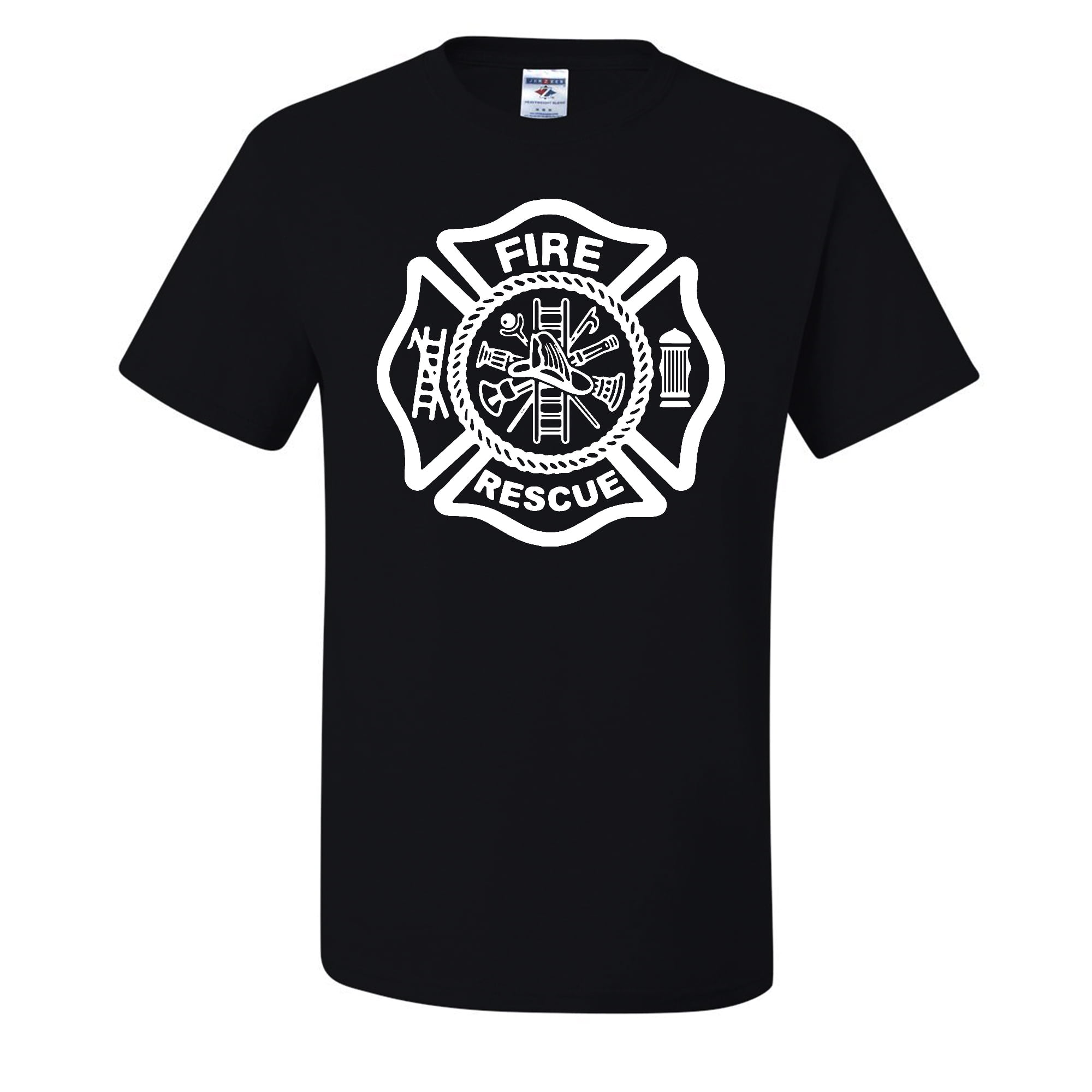 Fire Rescue Logo Firefighter Patriotic Mens T-shirts , Black, Small ...