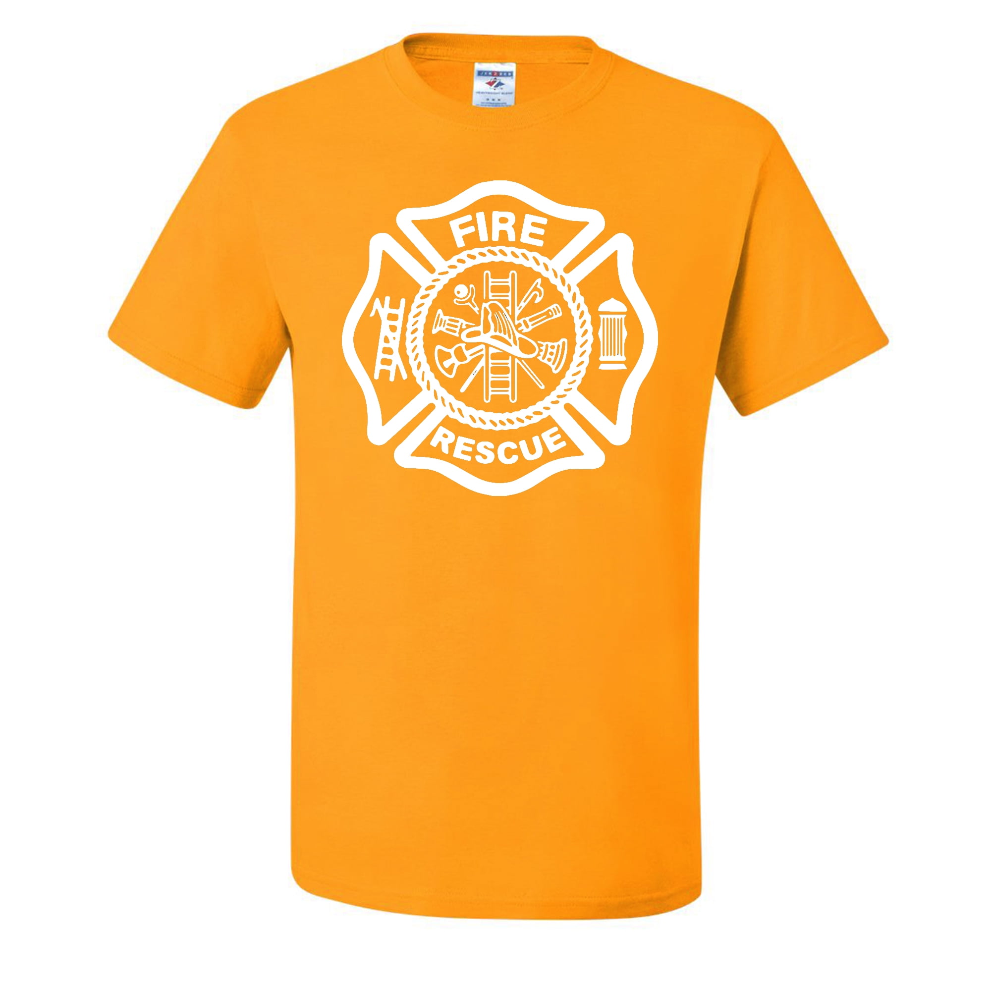 Fire Rescue Logo Firefighter Patriotic Mens T-shirts , Gold, Large ...